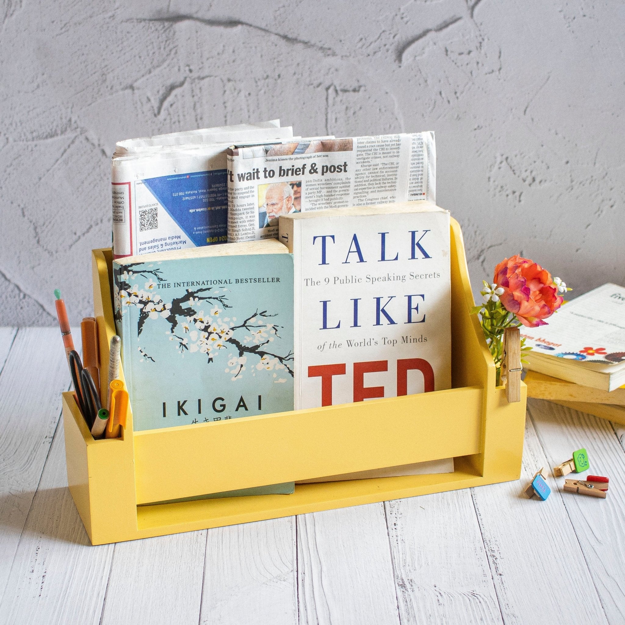 Mini Book Shelf | Wooden Mini Shelf Lemon Yellow – Ebony Woodcrafts