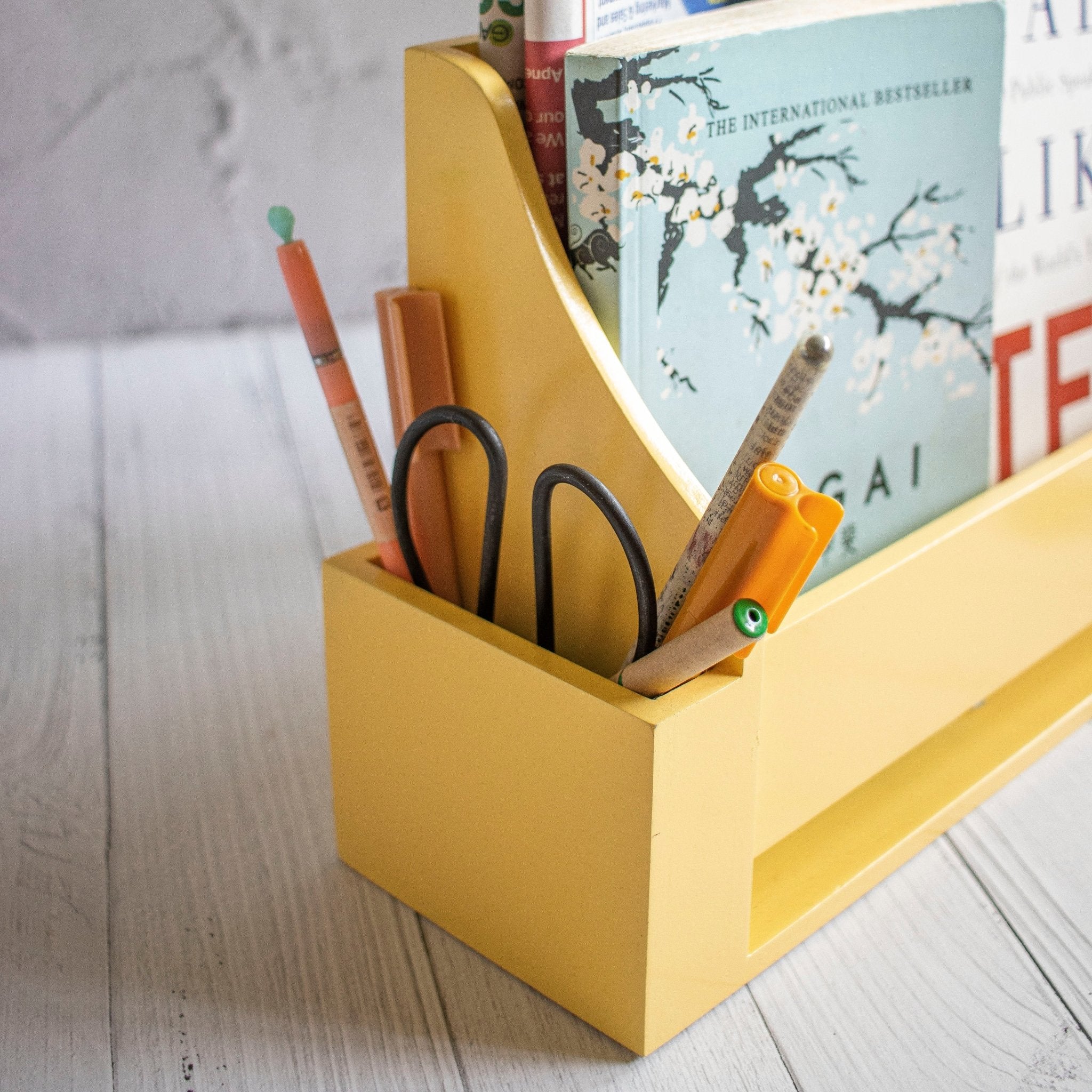 Mini Book Shelf | Wooden Mini Shelf Lemon Yellow – Ebony Woodcrafts