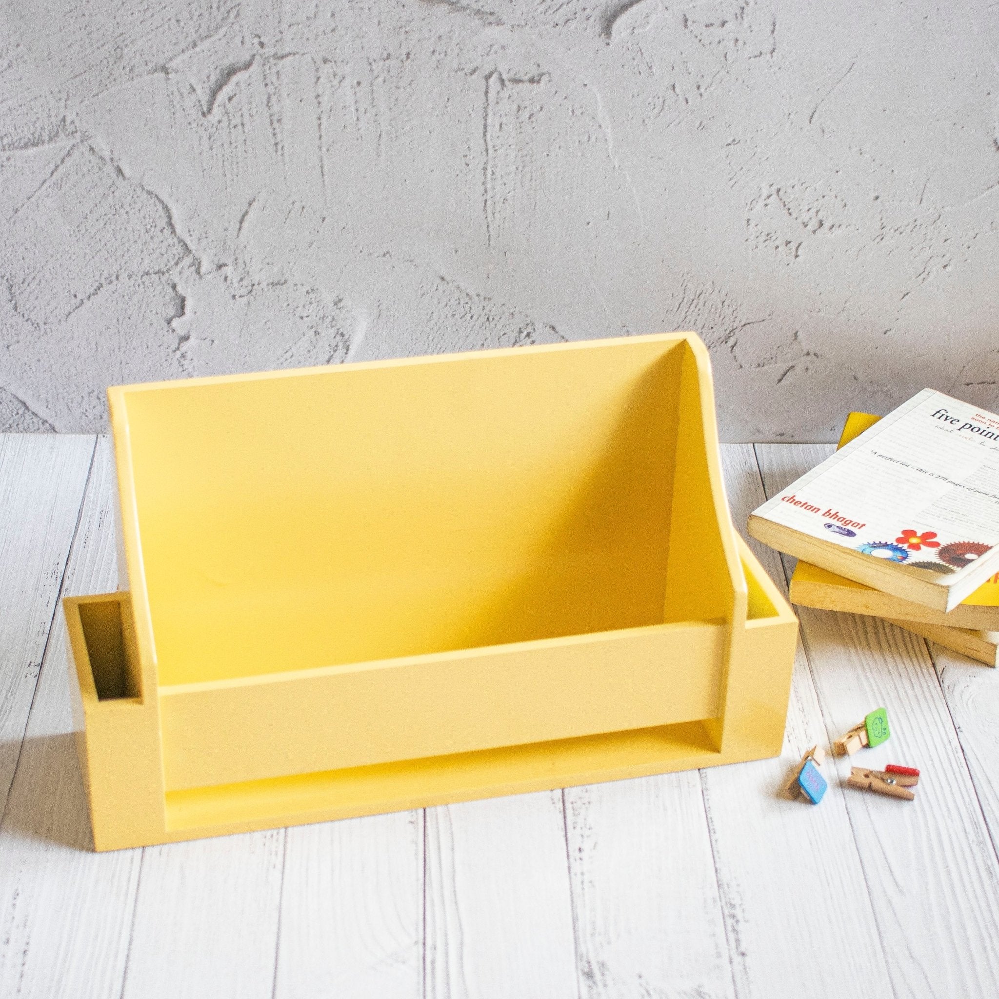 Mini Book Shelf | Wooden Mini Shelf Lemon Yellow – Ebony Woodcrafts